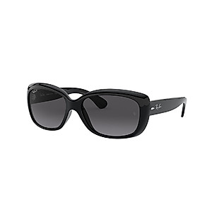 Ray-Ban Women's RB4101 Jackie Ohh Butterfly Sunglasses, Black/Polarized Light Grey Gradient Dark Grey, 58 mm