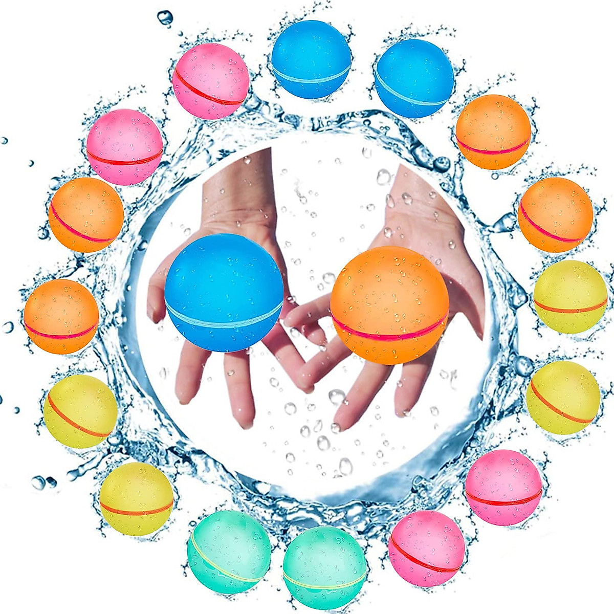 KISKISBY Reusable Water Balloons Water Bombs Splash Ball Quick Fill Self-Sealing Silicone Refillable Water Balls Outdoor Activities Summer Toy Pool Beach Water Games Toys for Kids ages 4-12 (12 Pcs)