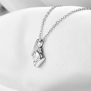 DovEggs 2ct Total 7.5X7.5mm H-I Color Heart Arrows Cushion Cut Moissanite Pendant Necklace Sterling Silver for Women with Pave Accents