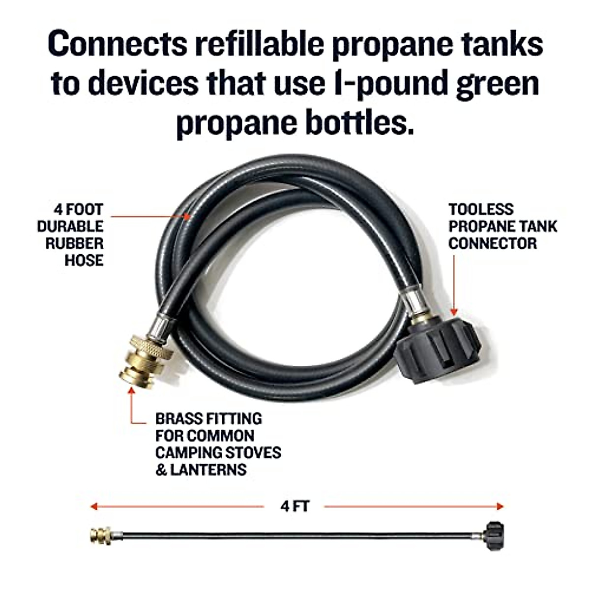 Ignik Adapter Hose for Refillable Propane Tanks, 4-Foot