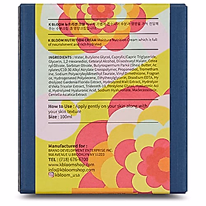 K BLOOM Nutrition Cream / Korean Skin Care Nutrition Face Cream / Facial Moisturizer for Dry and Combination Skin Types / Healthy & Natural Ingredients Deeply Moisturize Skin - 100ml 3.4 Fl Oz