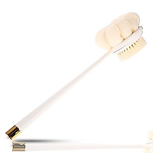 INGVY Dry Brushing Body Brush Brush Body Bath Shower Scrubber Sponge Forhandle Exfoliating Loofah Stick Cleaner Skinbrushes Showering (Color : White)