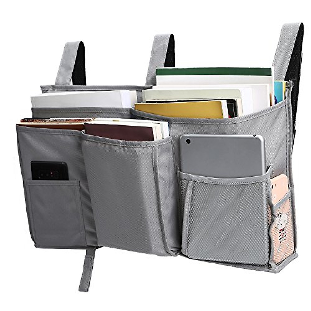 Corodo Bedside Caddy, Bedside Organizer for Dorm Bed, Bunk Bed Caddy with 8 Pockets for Baby Bed, Hospital Beds, Grey