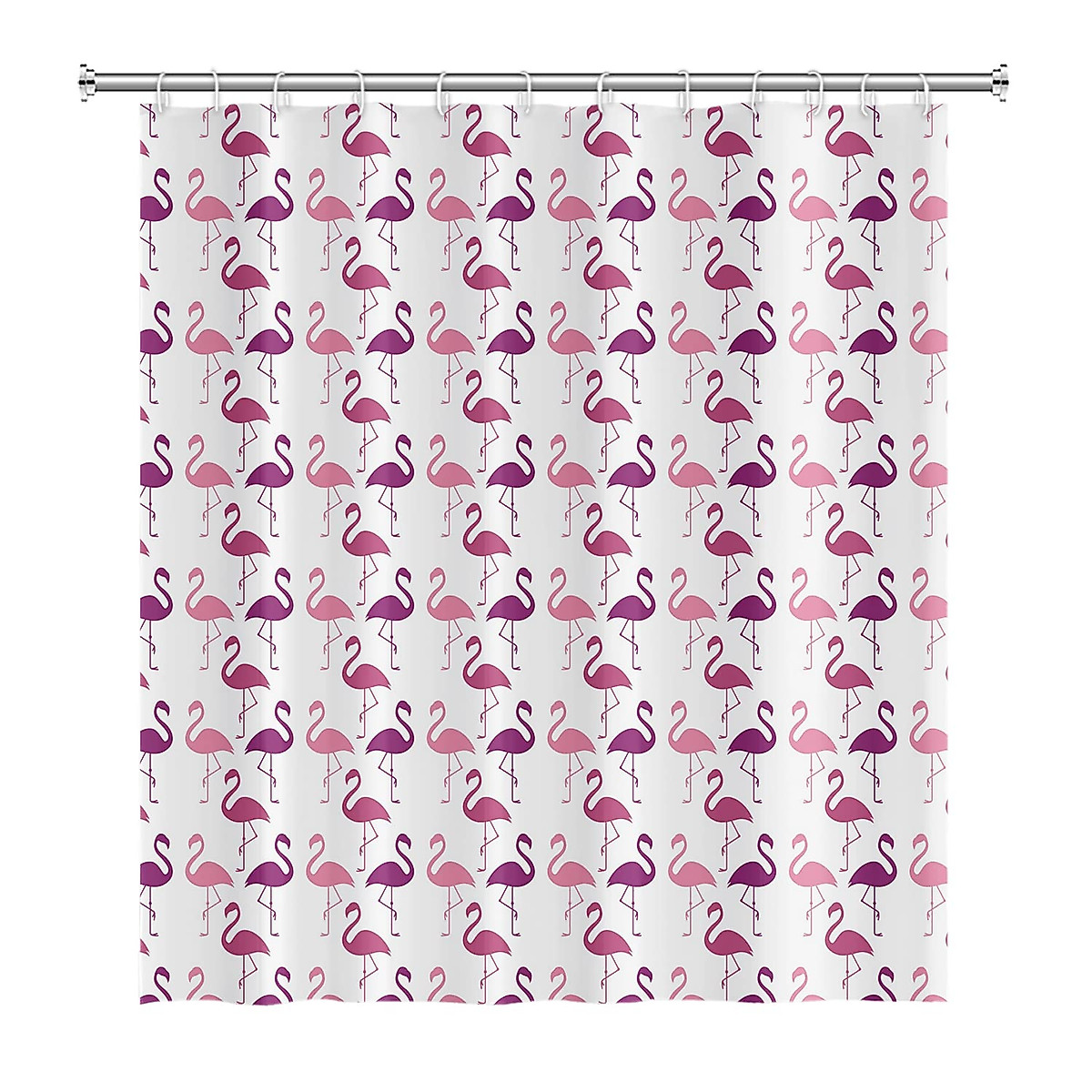 Umpoo Flamingo Checkered Bathroom Shower Curtain Tropical Pink Purple Flamingos Pattern Shower Curtain with Hooks Waterproof Fabric Polyester Shower Curtain for Girly Bath Decorative, 72x72 Inch