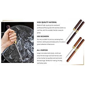 9" Ice Picks Stainless Steel Wooden Handle With Cover for Kitchen, Bars, Bartender,Picnics, Camping, And Restaurant (Black/Red sandal wood)