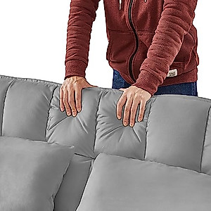 YUNLife&Home Modern Upholstered Futon Loveseat Sofa Convertible to Sleeper Sofá Bed,Love Chaise Lounge Couch Chair 2-Seat with Adjustable Backrest,Side Pockets&Lumbar Pillows for Living Room