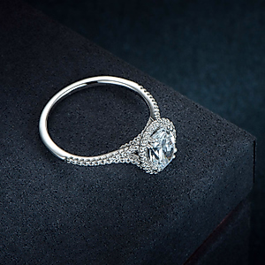 HAFEEZ CENTER 1.5 Carats Oval Cut D Color VVS Petite Halo Moissanite Engagement Ring for Women Size 7.5