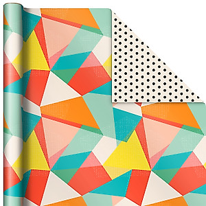 Hallmark Reversible Wrapping Paper (3 Rolls: 75 Sq. Ft. Ttl) Floral, Lemons, Bright Abstract for Birthdays, Easter, Mother's Day, Bridal Showers, Baby Showers
