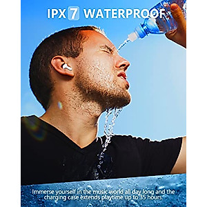 Eumspo Wireless Earbuds Bluetooth V5.1 Earbuds 35H Playtime Stereo Sound in-Ear Bluetooth Headphones Waterproof Touch Control Wireless Headphones with LED Charging Case for Sports Running Workout