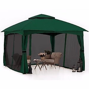 ABCCANOPY 10x10 Outdoor Gazebo - Patio Gazebo with Mosquito Netting, Outdoor Canopies for Shade and Rain for Lawn, Garden, Backyard & Deck (Forest Green)