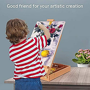 Tabletop Easel Art Easel Desktop Easel for Painting, Premium Wooden Sketchbox Easel, Desktop Painting Easel for Student Artist Beginner
