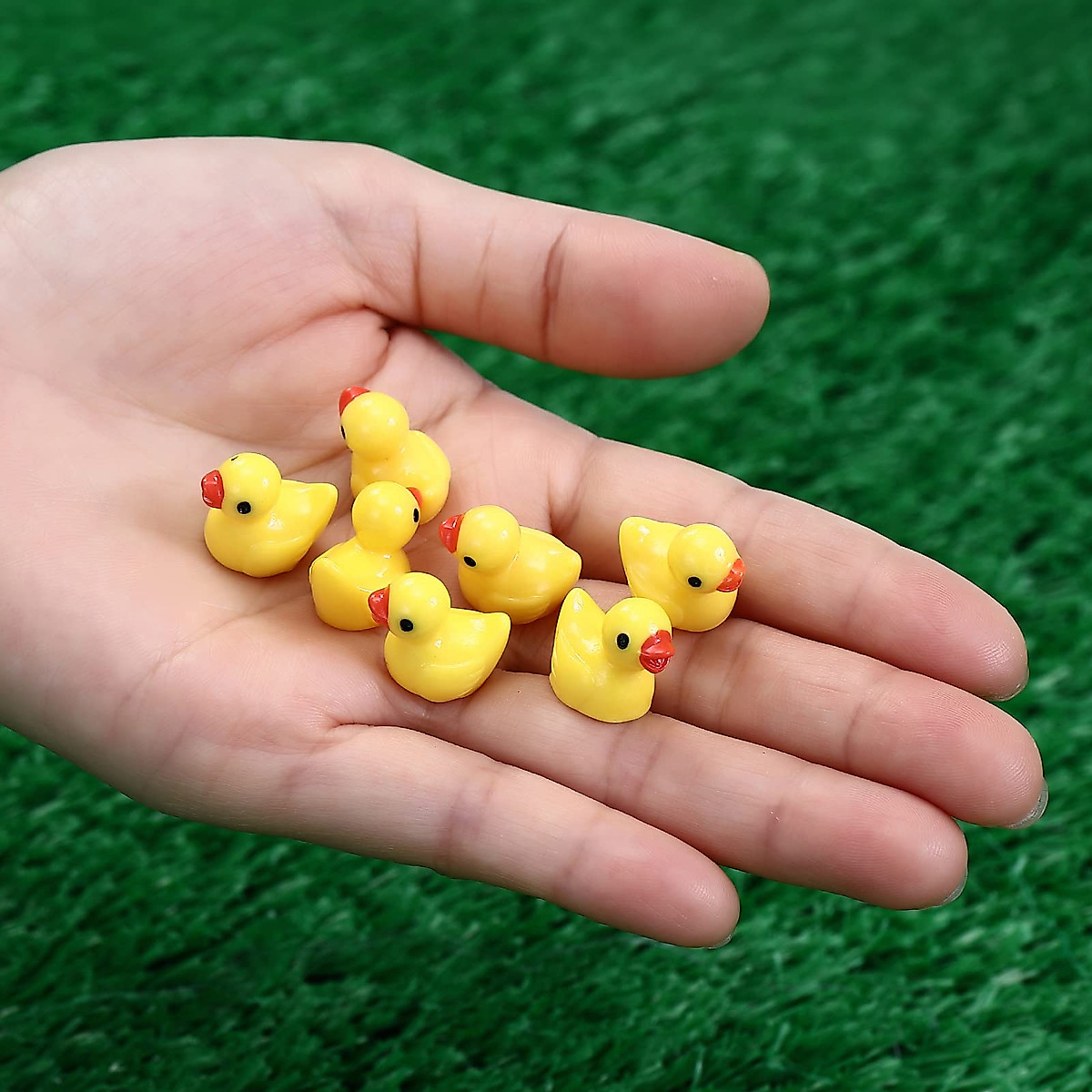 ROMROC Mini Resin Duck Bulk 200 Pack Tiny Ducks to Hide for Miniature Dollhouse Accessories Micro Garden Landscape Aquarium Potted Plants Ornament Christmas Prank DIY Décor, Yellow