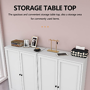 Fumedo 2 Door White Metal Storage Base Cabinet for Bed Room,Living Room,Home,Hotel,Office,Garage,Gym, School,2 Adjustable Shleves,3-Tiers