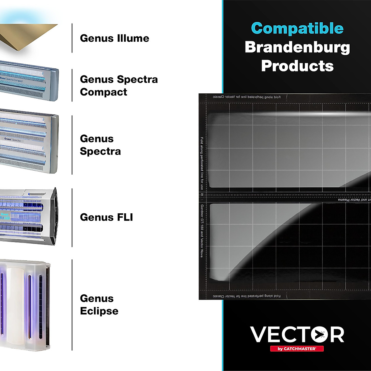 Catchmaster Vector Universal Trap Replacement Unscented Glue Boards, UV Light Fly Traps for Home, Gnat Traps for House Indoor, UV Lamp Insect & Mosquito Killer Refill, Adhesive Bug Boards, 12-Pack