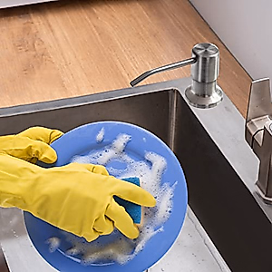 Soap Dispenser for Kitchen Sink, Built in Sink Soap Dispenser Lotion Dispenser with 17 OZ Bottle, Refill from The Top Bar Sink Soap Dispenser, Brushed Nickel (1 Pack)