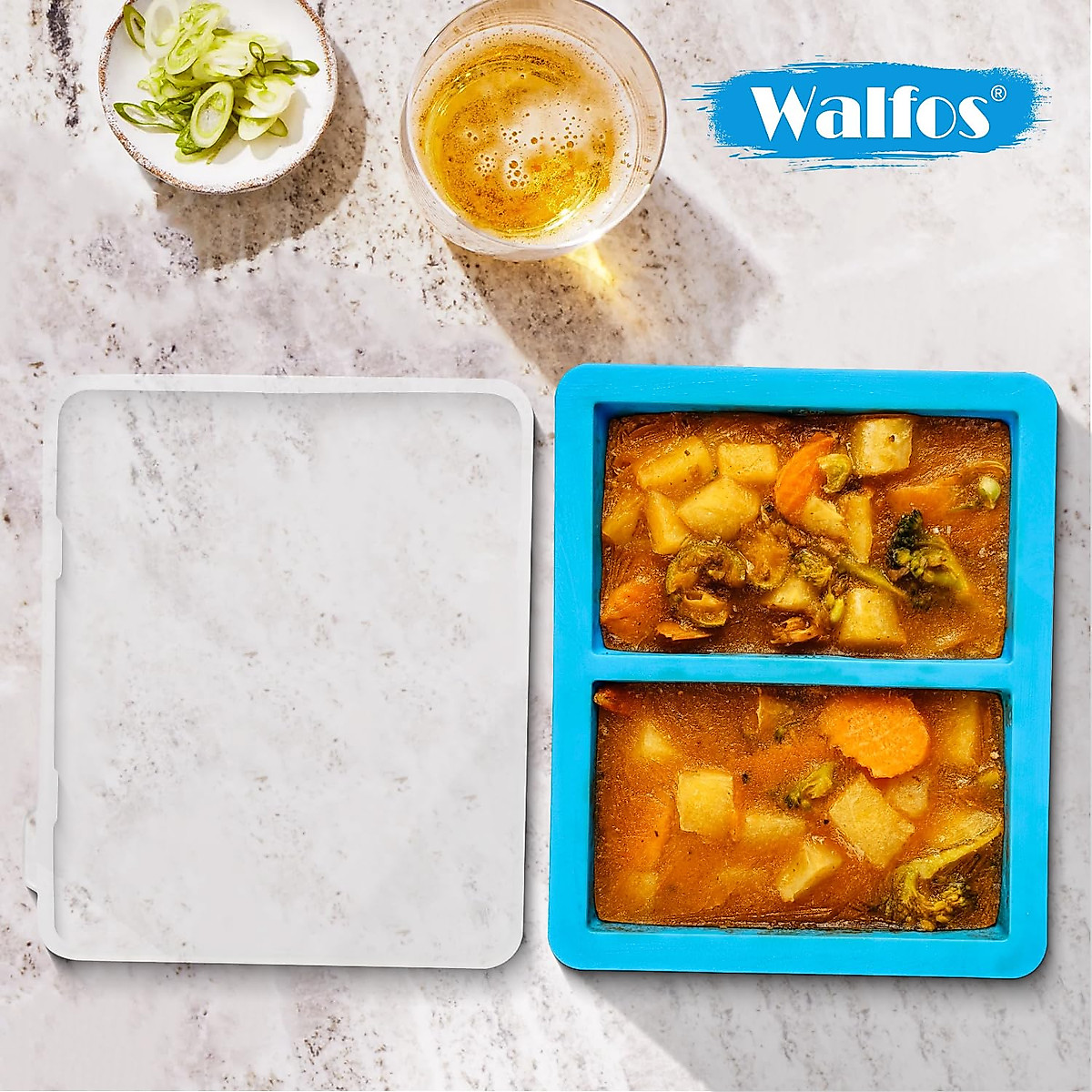 1 Pack Plastic Lids, Walfos Food Storage Container Lids Plastic Lid Square Food Storage Container Lid Suitable for Freezing Tray Set