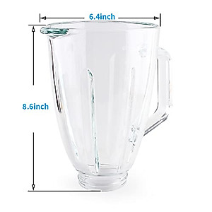 LMEI Replacement Parts 6-cups Glass jar with SPB-7CH-LR Black Collar and blade,Compatible with Cuisinart Blenders