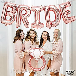 KatchOn, XtraLarge Iridescent Backdrop with Bride Balloons Rose Gold Set - 40 Inch, Pack of 4 | Diamond Ring Balloon, Bride Balloons Bachelorette Party Decorations | Iridescent Party Backdrop Decor