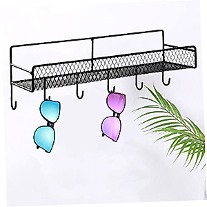 Cabilock 1pc Wrought Iron Storage Mounted Shelves Floating Shelf Wall Mounted Kitchen Wall Rack Shelf Holders Pegs Wall Mount Shelves Wall Mounted Storage Rack Black