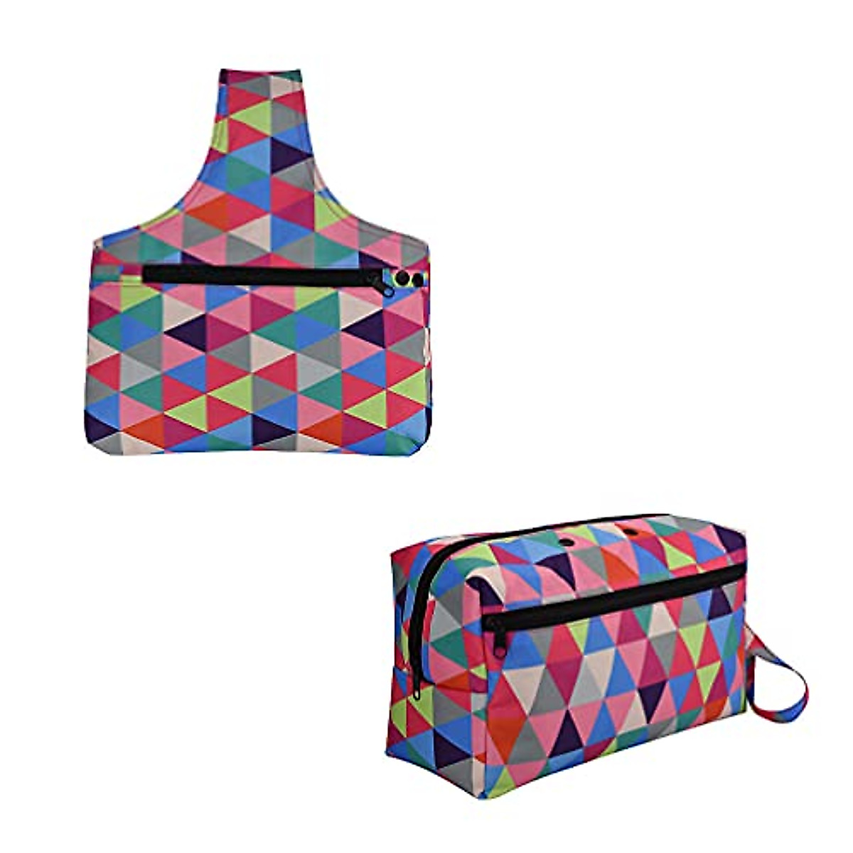 EXCEART 2Pcs Knitting Bag Printed Yarn Storage Oxford Cloth Organizer Tote Bag with Zipper Closure and Pocket for Knitting Needles Crochet Hooks Project