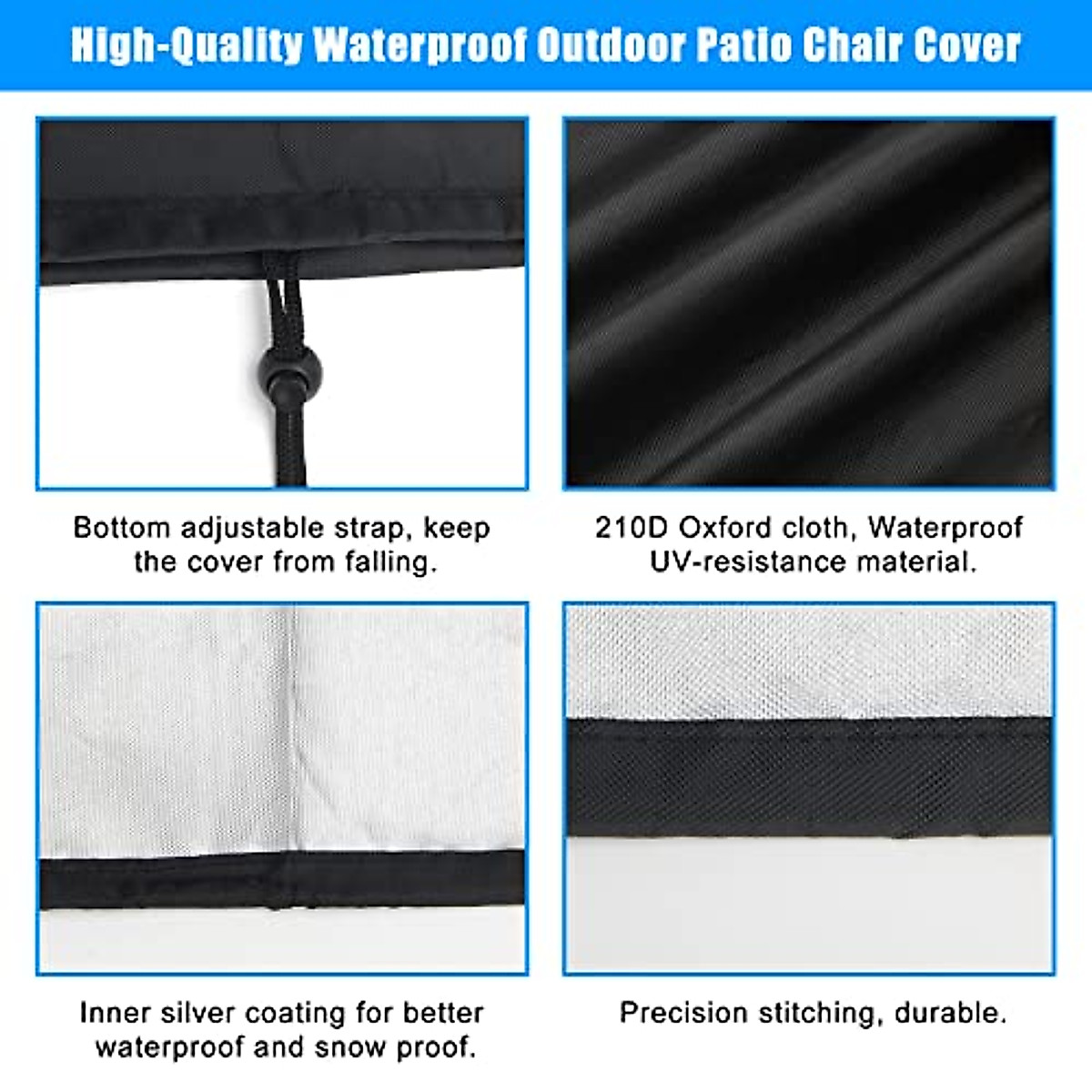 Outdoor Patio Chair Cover 2 Pack, Luxiv Large Waterproof Garden Chairs Covers for Deep 25"L x 25"W x 51”H Outdoor Stacked Chairs Covers with Storage Bag