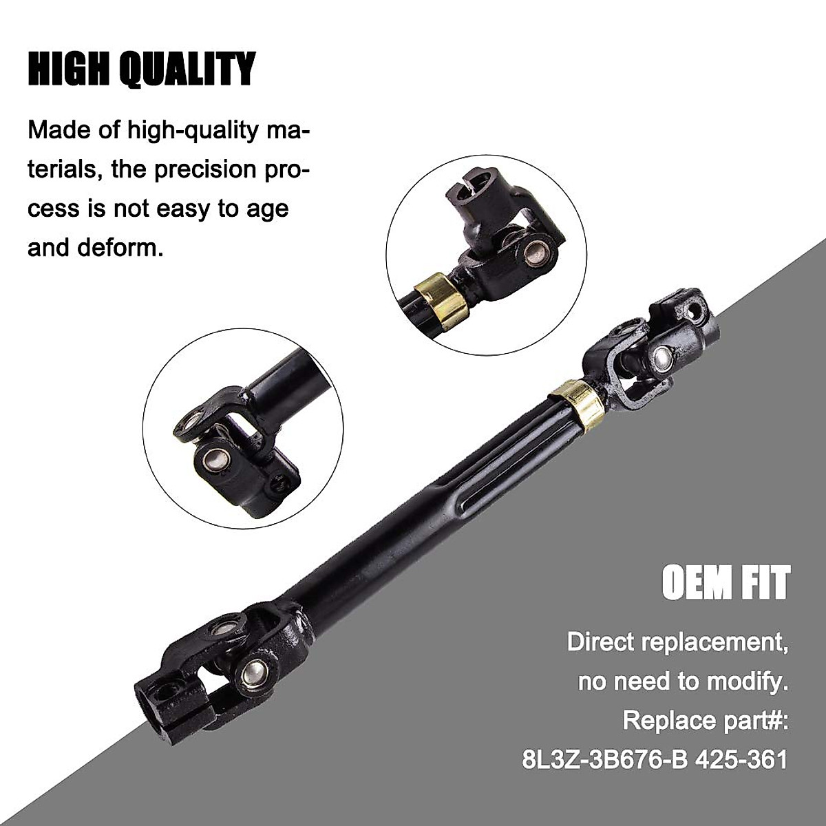 Lower Intermediate Steering Column Steering Shaft w/U-Joint Coupler Fits for 2004-2008 Ford F-150, 2006-2008 Lincoln Mark LT Replaces 8L3Z-3B676-B 8L3Z3B676B 425-361