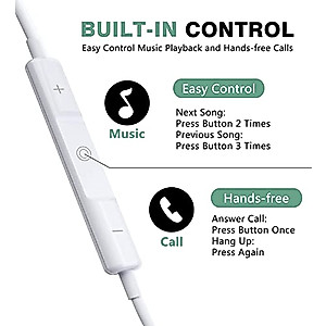 [2 Pack]iPhone Headphones [Apple MFi Certified] Apple Earbuds Wired with 3.5mm Earphones (Built-in Microphone & Volume Control) Compatible with iPhone/iPad/iPod/PC, MP3/4 and Other 3.5mm Jack Devices