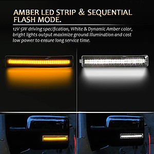 D-Lumina Sequential Switchback Side Mirror Reflector Turn Signal Lights Smoked Lens Compatible with 2009-2014 Fo-rd F150 and Raptor SVT, LED Mirror Marker Light White & Amber