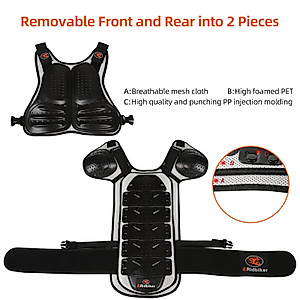 Kids Dirt Bike Gear Chest Protector Motocross Gear Body Armor Vest for Motorcycle Protective Gear Motocross Chest Protector Motorcycle Riding Gear (Silver, Medium)
