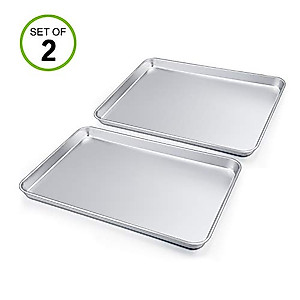 Extra Large Baking Sheet Set of 2, P&P CHEF Stainless Steel Bakeware Cookie Sheet Baking Pan, Rectangle 19.6''x13.5''x1.2'', Heavy Duty & Large Capacity, Oven & Dishwasher Safe