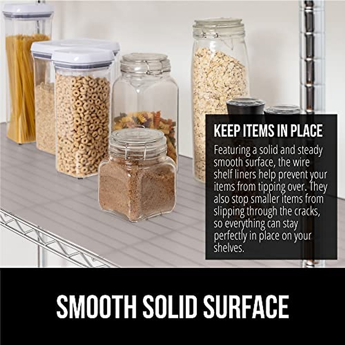 Gorilla Grip Wire Shelf Liners Set of 3 and Smooth Drawer Liner, Wire Shelf Liner Size 14x24 in Charcoal, Waterproof Hard Plastic, Drawer Liner Size 12x10 in Gray, Non Adhesive, 2 Item Bundle