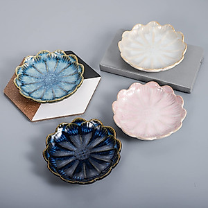 BTOYM Jewelry Dish, Ring Holder Dish Ceramic Jewelry Tray Lotus Leaf Trinket Dish Small Decorative Trinket Dish Plates Little Dishes Key Bowl Trinket Tray for Vanity & Dresser