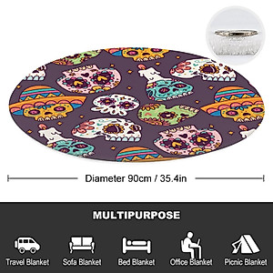 LAKIMCT Sugar Skull Round Soft Baby Blankets for Boys Girls, Newborn Blanket for Suitable for Swaddling Sleep Stroller Cover Nursery Blanket, 35 Inch
