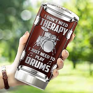 WONWIX Drummer Gifts for Men Women Thermos Tumbler Drum Coffee Travel Mug Cup Water Bottle Gift for Him Her Husband Dad Drummers Musician Birthday Christmas 20oz Stainless Steel Insulated