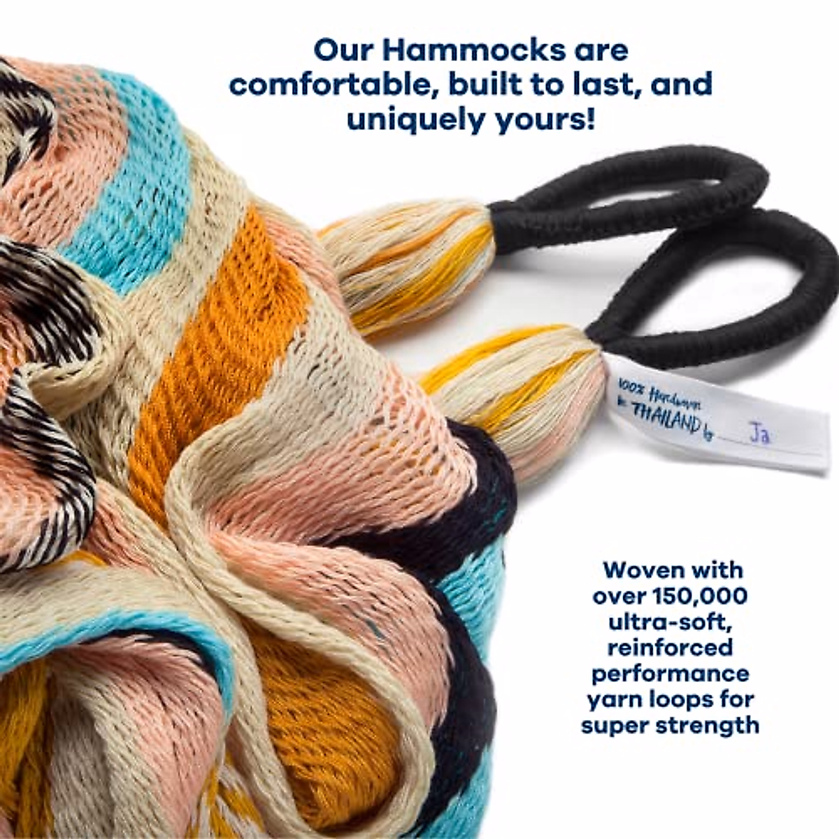 Handwoven Hammock by Yellow Leaf Hammocks - Double Size, Fits 1-2 PPL, 400lb max - Weathersafe, Super Strong, Easy to Hang, Ultra Soft, Artisan Made - Color: Desert Multicolor