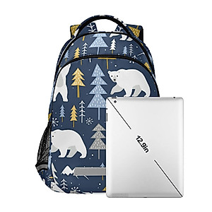 NFMILI Cartoon Polar Bear Kids Backpack Lightweight Middle School Elementary Bookbags for Boys Girls School Bag with Chest Strap 11.6 X 6.9 X 16.7 in