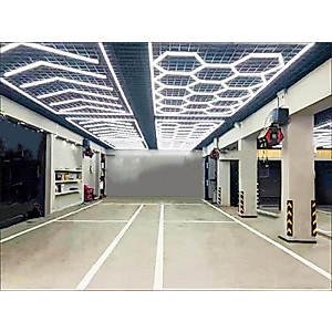 SENKOYU Auto Repair LED Garage Light, V-Shaped 6 Arrows Grid System LED Garage/Workshop Light, White Bezel, 42240 Lumens 6500K 420W IP54, AC 100-240V (190.5 x 95.6inch)