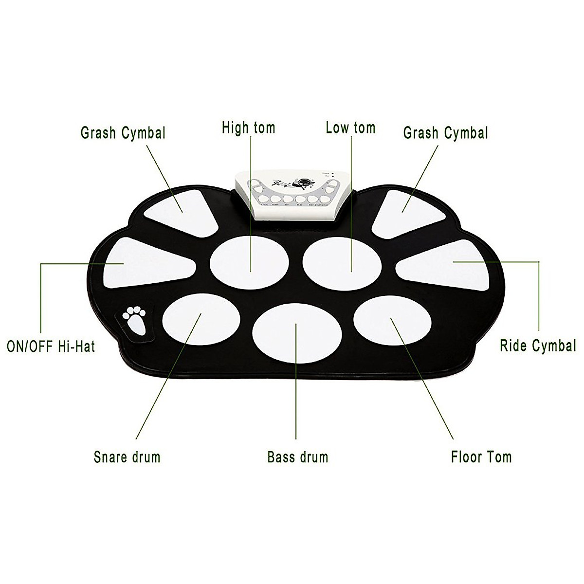 Artempo Portable Roll Up Drum Electronic Drum Pad with Drum Sticks – Foldable, USB MIDI Connection, Record Function