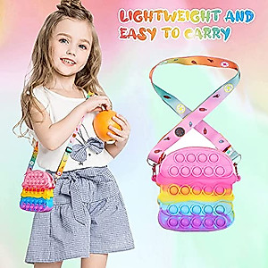 Pop Purse Pack Fidget Toy Set, 1 Girl Pop Single Shoulder Bag Toy, 9 Pop Wristband Toys, 6 Mini Pop Bubble Toys, 3 4 5 6 7 8 9 10 12 Year Old Birthday Gifts for Kids Girl, Christmas Stocking Stuffers.