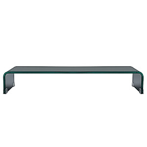 Festnight Corner TV Stand Black Tempered Glass Computer Monitor Riser for Living Room Home Office Furniture (31.5" x 11.8" x 5.1")