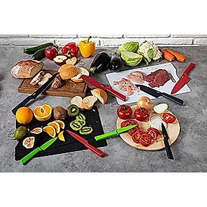 KUHN RIKON Colori+ Non-Stick Large Santoku Knife with Safety Sheath, 22 cm, Grey