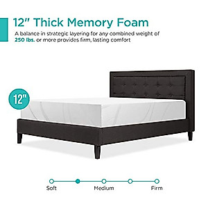 Best Choice Products 12in Queen Size 3-Layer Medium-Plush Mattress w/Moisture Wicking, Odor Reducing Bamboo Charcoal Gel & Green Tea Infused Memory Foam - CertiPUR-US Certified