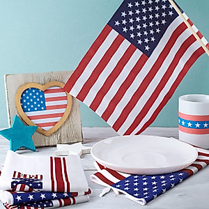Patelai 4 Pcs Patriotic Kitchen Towels 4th of July Kitchen Dish Towels Memorial Day Bath Hand Towels Farmhouse Red White Blue Tea Towels Independence Day Star Kitchen Towels for Kitchen Bathroom Home