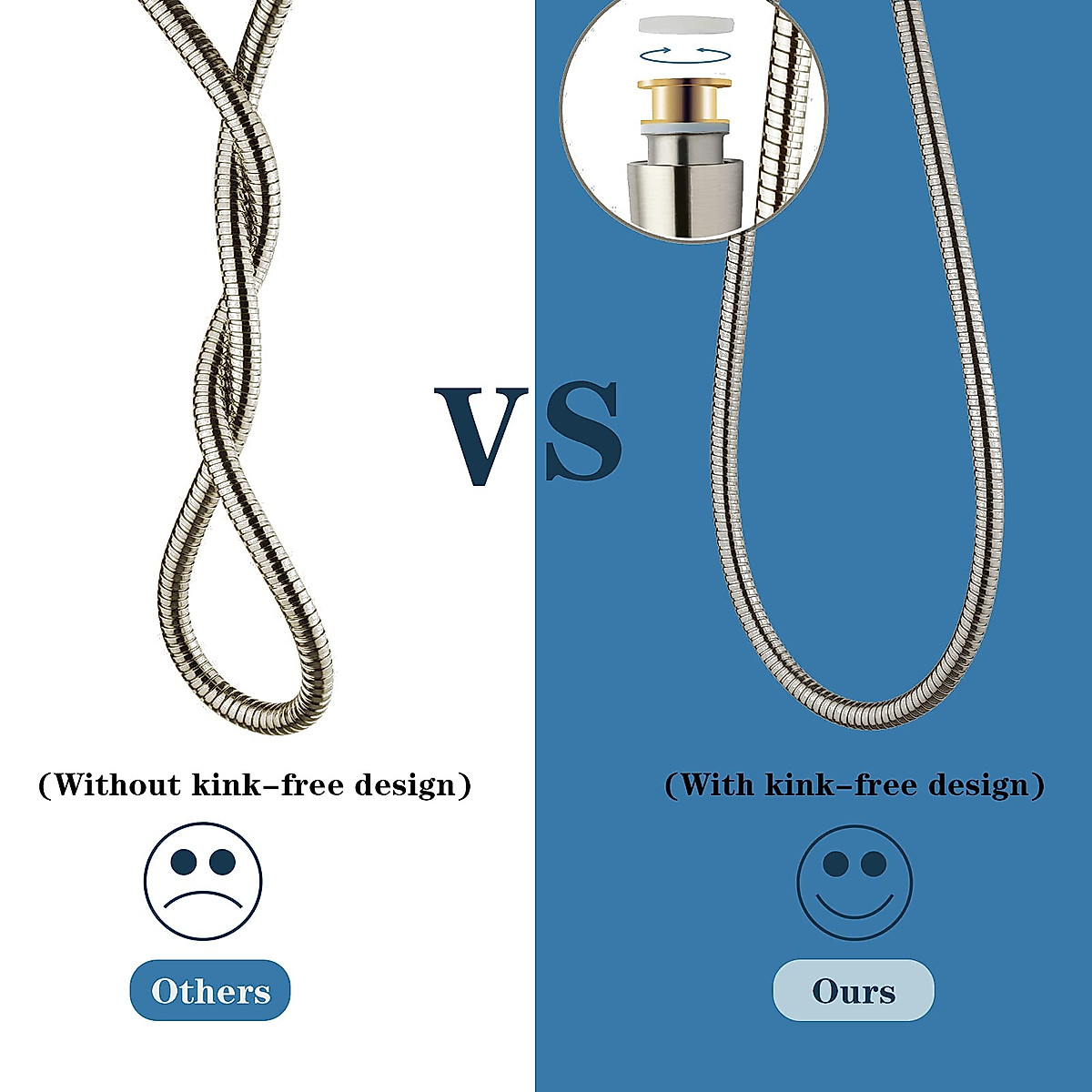 BRIGHT SHOWERS Shower Hose For Hand Held Shower Heads, 96 Inches Cord Extra Long Stainless Steel Hand Shower Hose, Ultra-Flexible Replacement Part with Brass Insert, Brushed Nickel