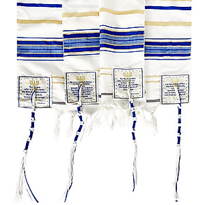 Holy Land Market New Covenant Prayer Shawl with Bag, Card & Tallit Brochure, Soft Fabric, 72x22 Inches for Women and Men