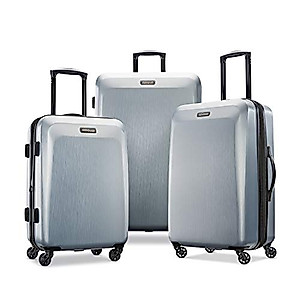 American Tourister Moonlight Hardside Expandable Luggage with Spinner Wheels, Silver, Carry-On 21-Inch