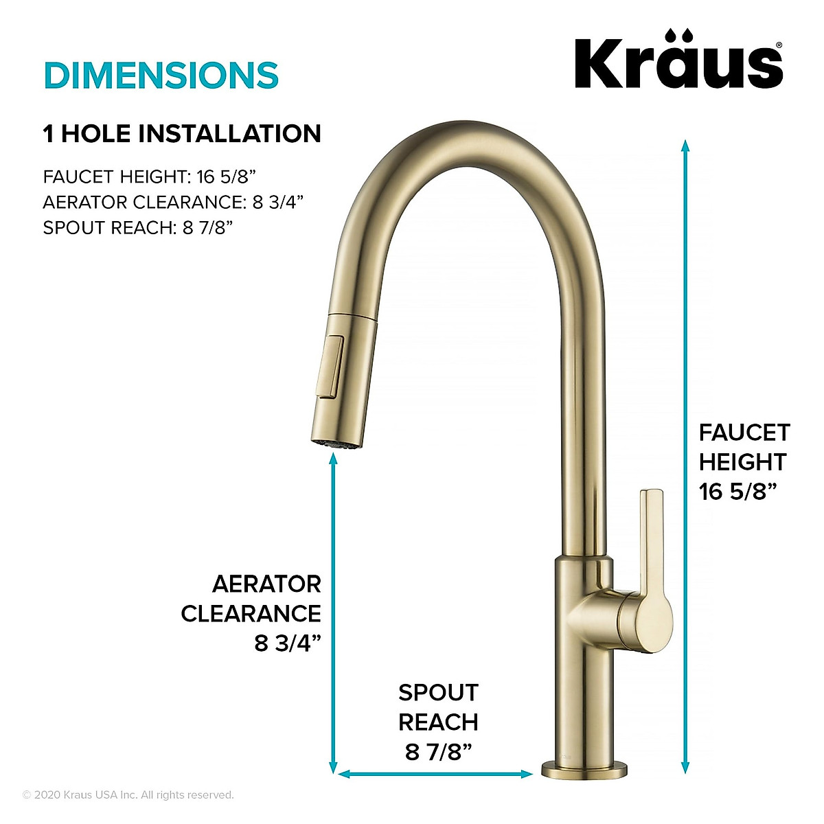 Kraus KPF-2820SFACB Oletto Single Handle Pull-Down Kitchen Faucet, 17 Inch, Antique Champagne Bronze