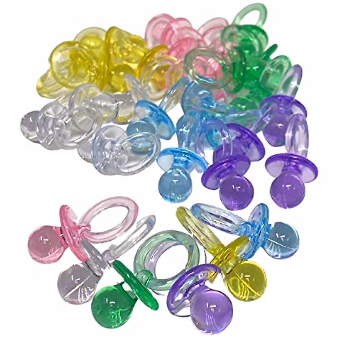 Bonka Bird Toys 2208 (Pk30) 1" Colored Acrylic Pacifiers, Parrot Foot Talon Craft Cage Toy, Conure, Pionus, Quakers and Similar Birds
