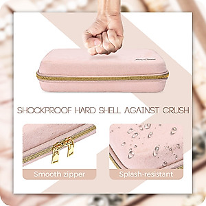 ProCase Large Travel Jewelry Organizer Case, Jewellery Home Storage Book Ring Binder with Clear Pockets for Presentation, Zippered Pouch Bag for Earrings Necklaces Bracelets -Pink