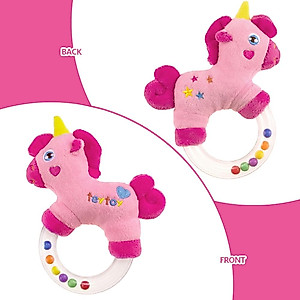 Twocow Baby Rattles 2-Piece Set of Soft Baby Pink Horse and Angel Pig Animal Toys, 0-3-6-9-12 Month-Old Baby, New boy and Girl Baby Bell Animals Plush Toys Gifts